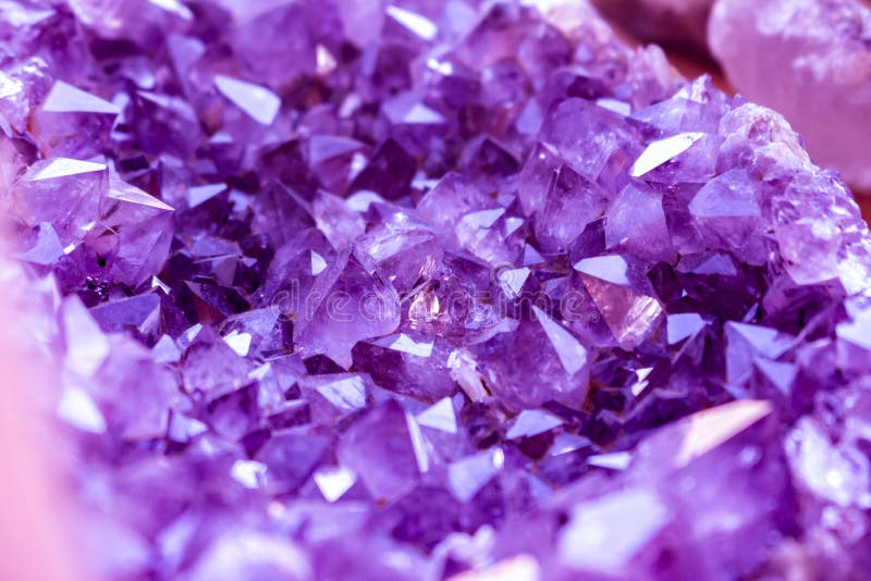 Violet Colored Gemstone. Rock Crystal Mineral Stock Photo - Image of ...