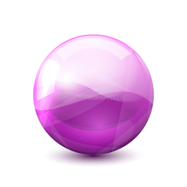 Violet 3D Crystal Magic Sphere. Glass Transparent Ball with Shadows â ...