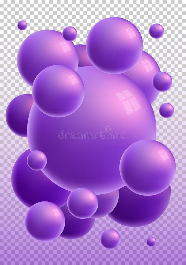 Violet 3d Glossy Spheres with Reflections Stock Vector - Illustration ...