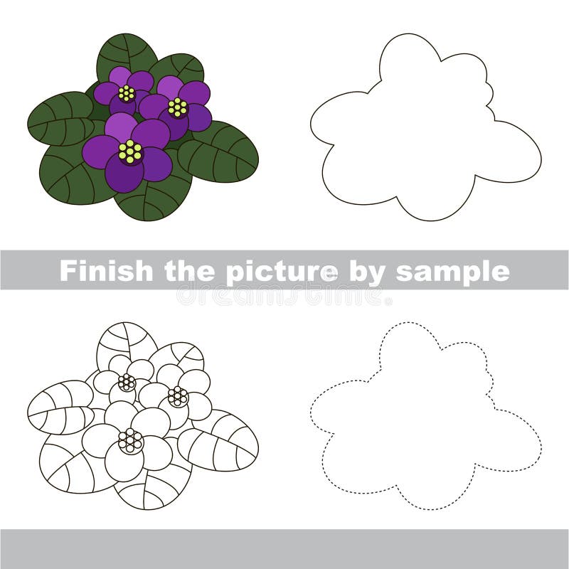 Violet. Drawing worksheet. stock illustration. Illustration of violet ...
