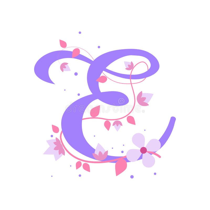 Violet Z Letter with Flowers, Alphabet Illustration on White Stock ...