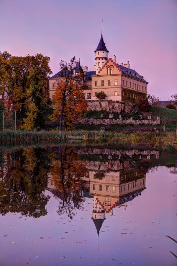Violet evening castle stock photo. Image of czech, reflection - 62197212