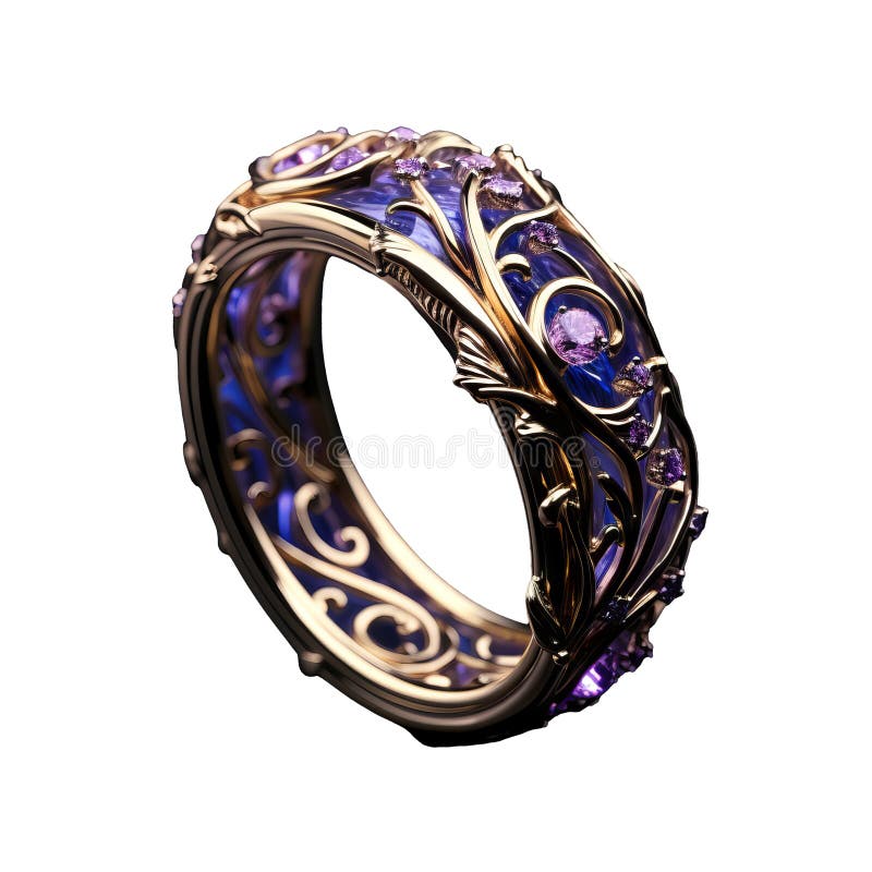 A Violet Fantasy Ring, Beautifully Decorated, Floats Elegantly on a ...