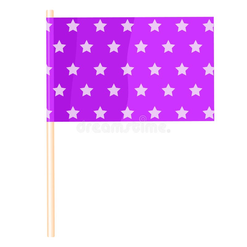 Violet Flag with Stars on a Wooden Flagpole. Vector Stock Vector ...