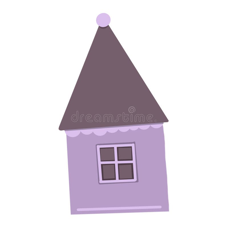 Violet Flat Designed House in Cartoon Style Stock Illustration ...