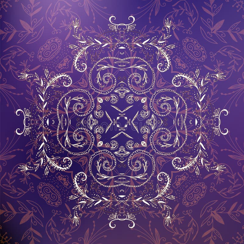 Violet Floral Ornament Mandala Background Card Stock Vector ...