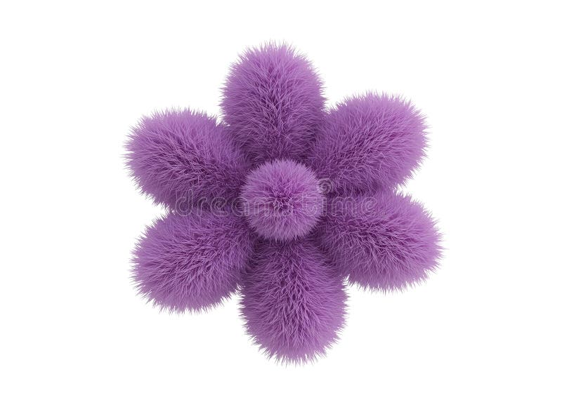 Violet Flower Shape with Fur. 3d Design Element Isolated on White ...