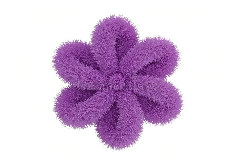 Violet Flower Shape with Fur. 3d Design Element Isolated on White ...