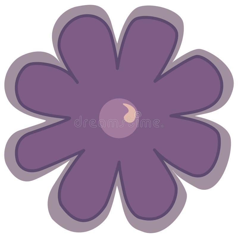 Violet Flower on White Background. Cartoon Stock Vector - Illustration ...