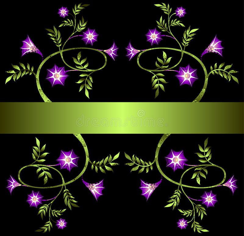 Violet flowers at night stock vector. Illustration of design - 10604769