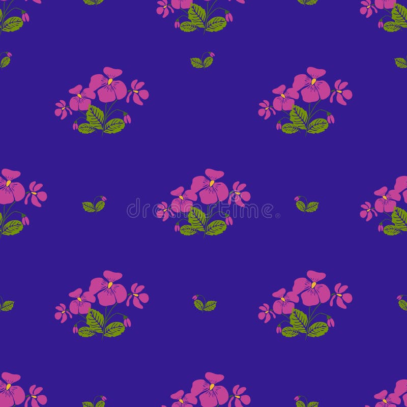 Violet Flowers Retro Style Seamless Pattern Stock Illustration ...