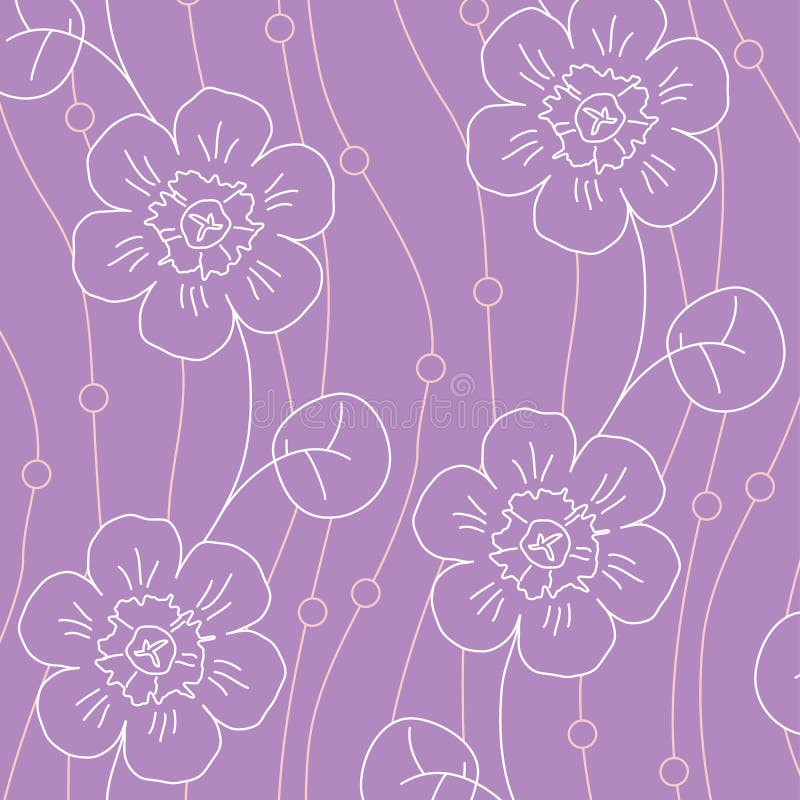 Violet Flowers Seamless Pattern Stock Vector - Illustration of seamless ...