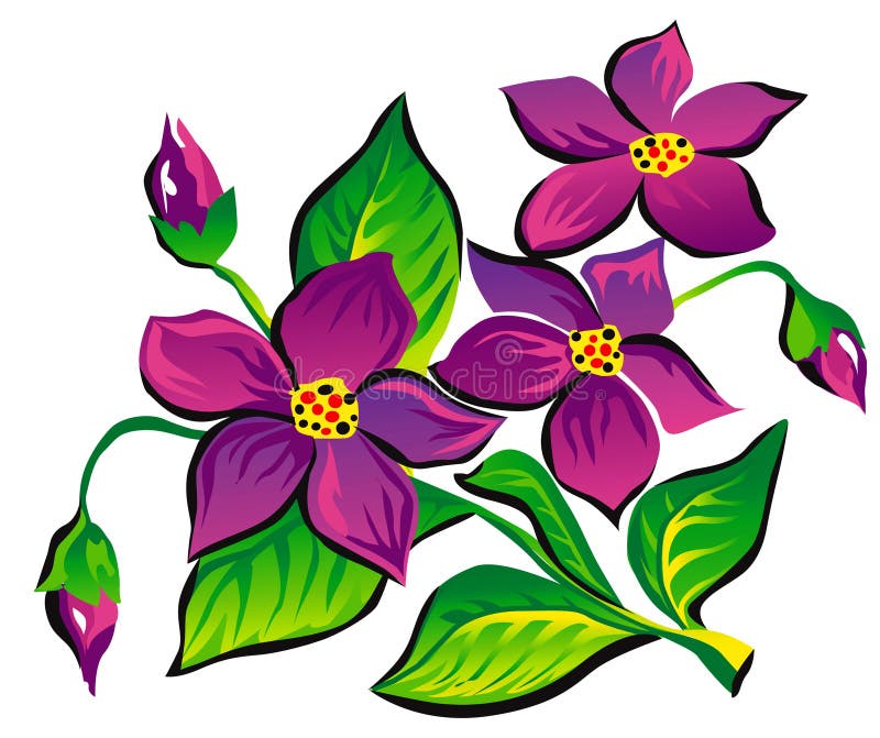 Violet Flowers (Vector) stock vector. Illustration of flower - 2399076