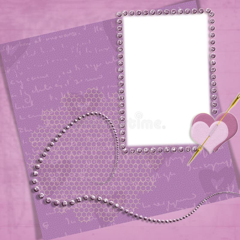 Violet frame with heart stock illustration. Illustration of engagement ...