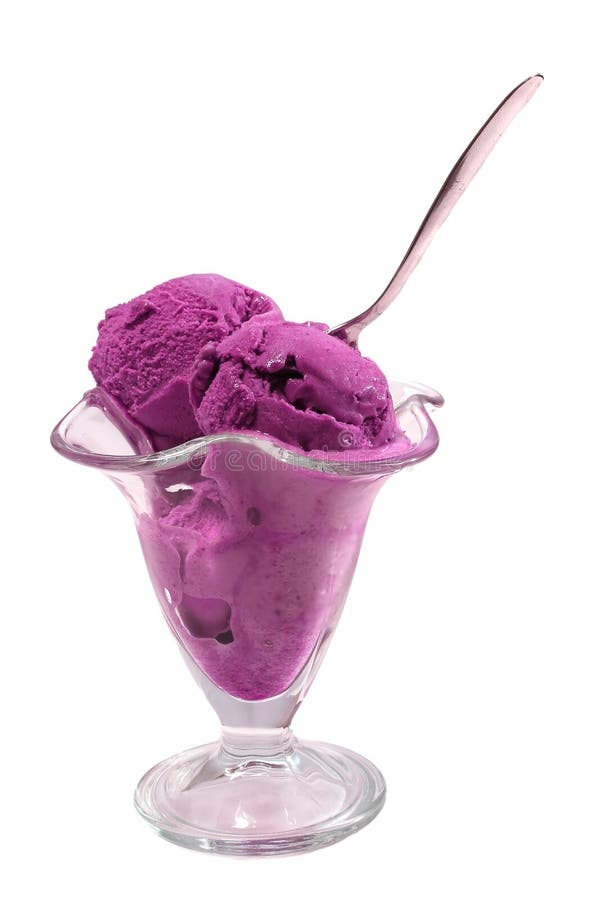 Violet Fruit Ice Cream Over White Stock Photo - Image of color ...
