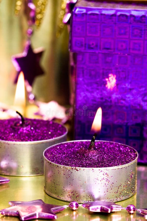 Violet gift box stock photo. Image of celebration, branch - 8762878