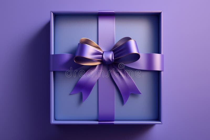 Violet Gift Box with Satin Ribbon and Bow on Violet Background ...