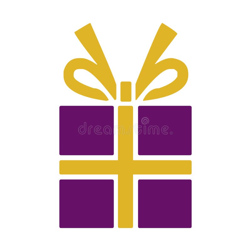 Violet Gift Box with Yellow Ribbon Icon Stock Vector - Illustration of ...