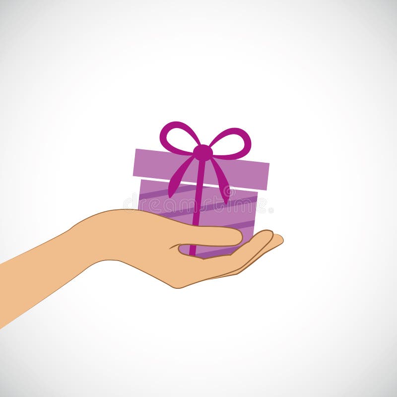 Violet Gift in Hand Idea for Celebrations Stock Vector - Illustration ...