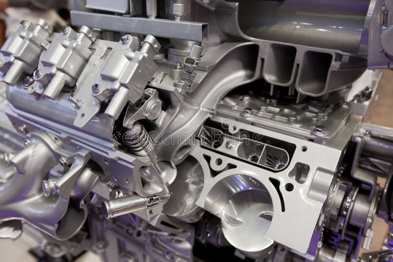 Violet Glares on Mighty Ultramodern Engine Stock Image - Image of steel ...