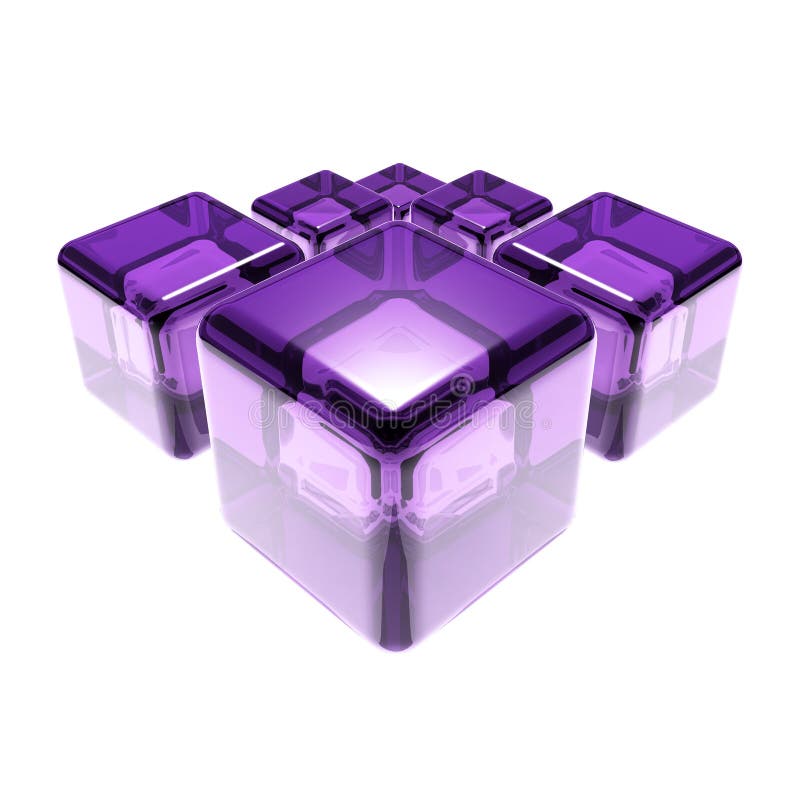 Violet Glass Cubes Isolated Stock Illustration - Illustration of object ...