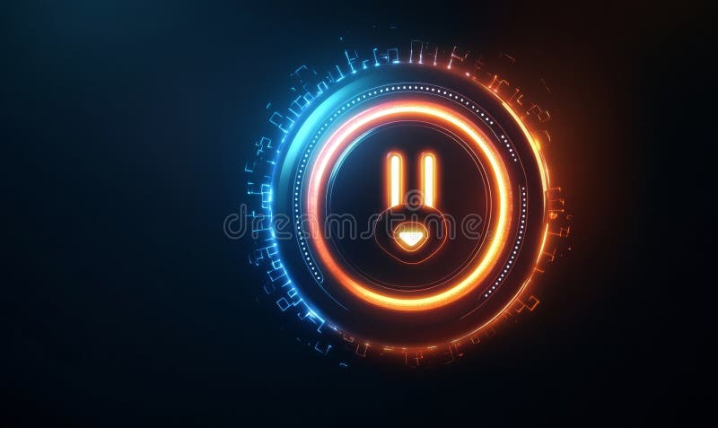 A Violet Glowing Music Icon is Depicted on the Power Button. Stock ...