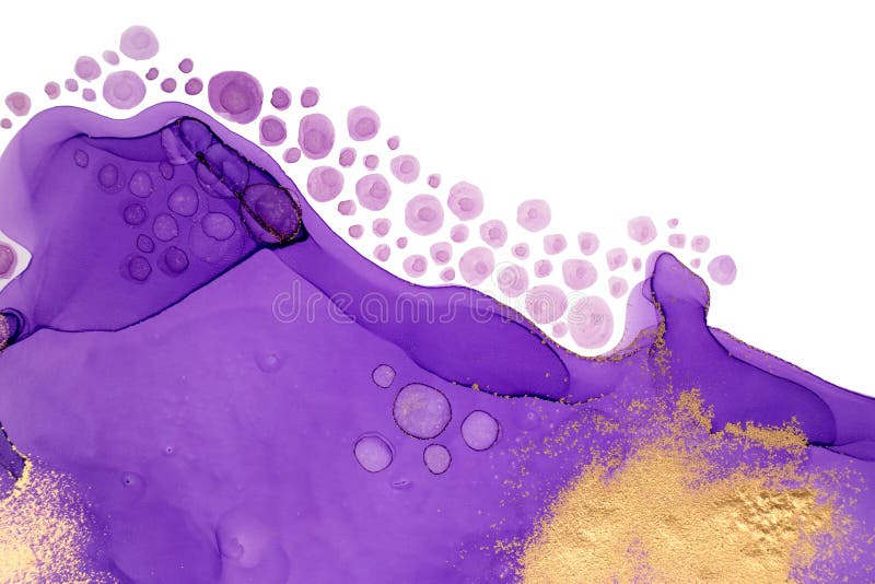 Violet and Gold Ink Flows Artwork Design Template with Copyspace Stock ...