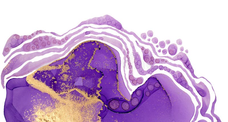 Violet and Gold Ink Flows Artwork Design Template with Copyspace Stock ...