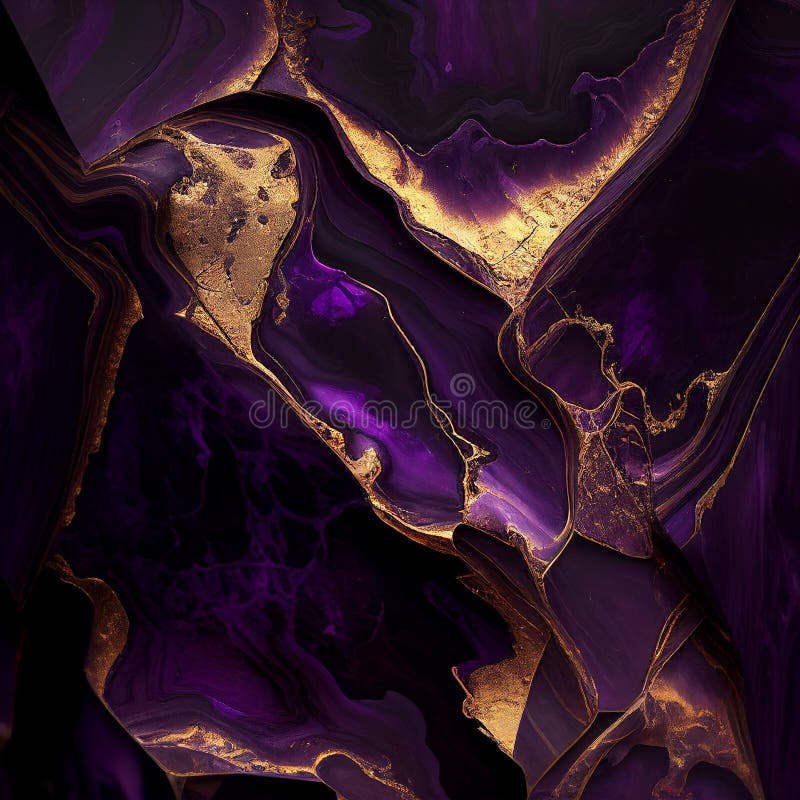 Violet and Gold Marble Texture. Generative AI. Stock Illustration ...