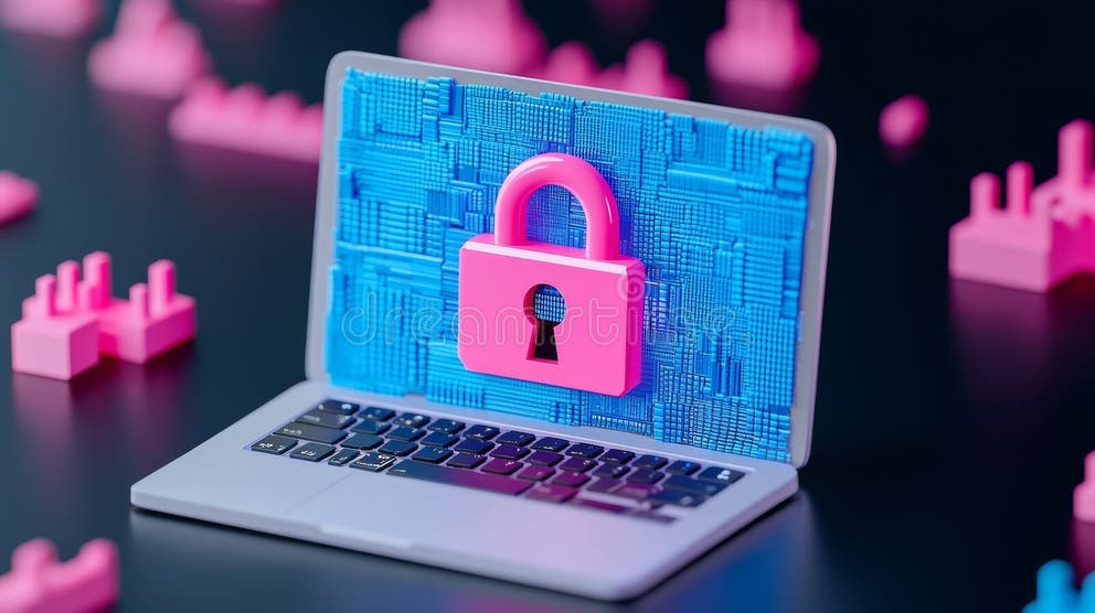 On a Violet Gradient Background, a Digital Hologram and a Laptop for ...