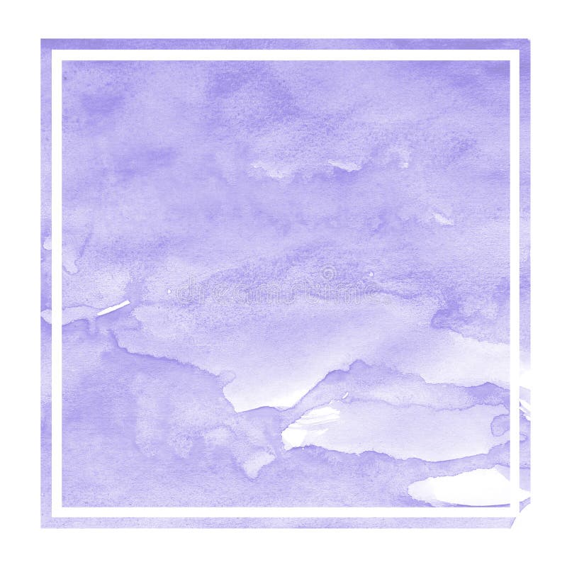Violet Hand Drawn Watercolor Rectangular Frame Background Texture with ...