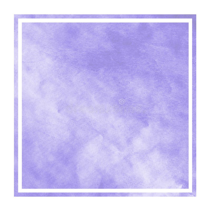 Violet Hand Drawn Watercolor Rectangular Frame Background Texture with ...