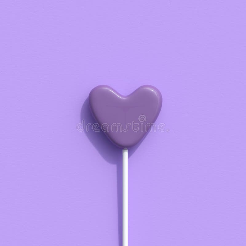 Violet Heart Shape Candy on Violet Background. Stock Illustration ...