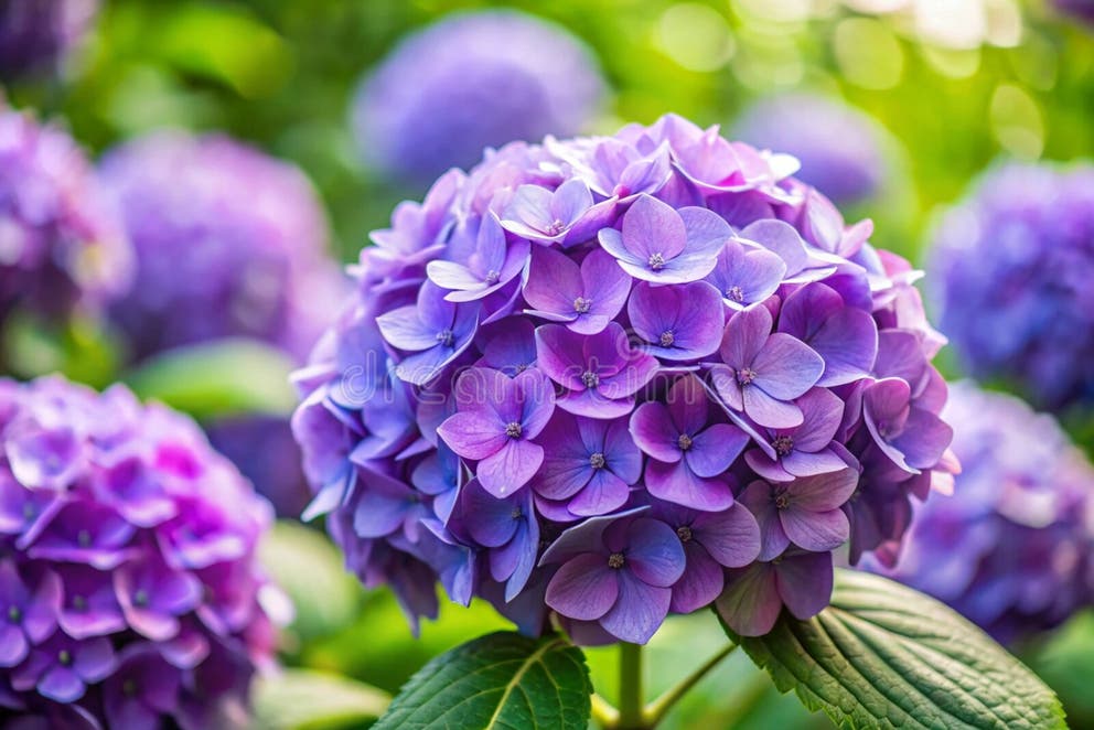 Violet Hydrangea Close-up Beautiful Garden Bloom Stock Illustration ...