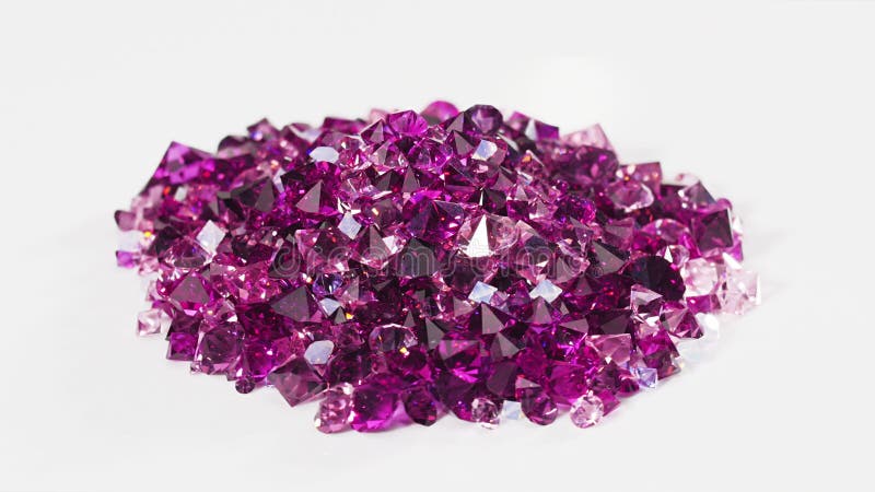 Violet Jewel Stones Heap Turning Over White Background Stock Video ...