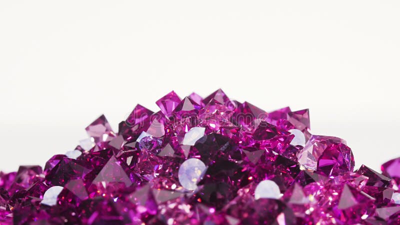 Violet Jewel Stones Heap Turning Over White Background Stock Video ...