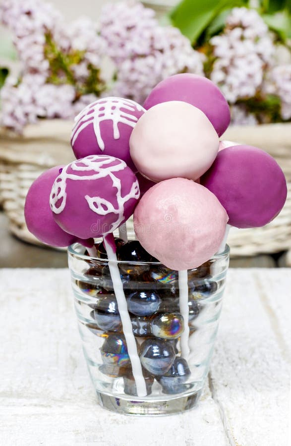 Violet, Lilac and Pink Cake Pops Stock Image - Image of childrens ...