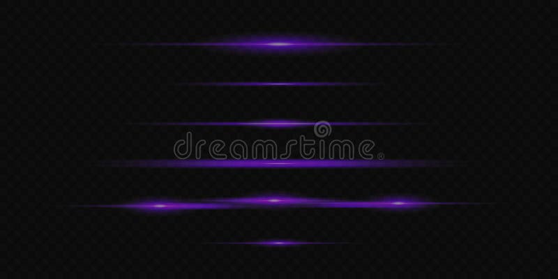 Violet Lines Collection Effect. Neon Horizontal Light Lines. Laser ...
