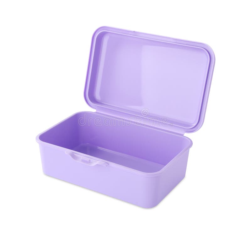 Violet Lunch Box Isolated on White. School Food Stock Photo - Image of ...