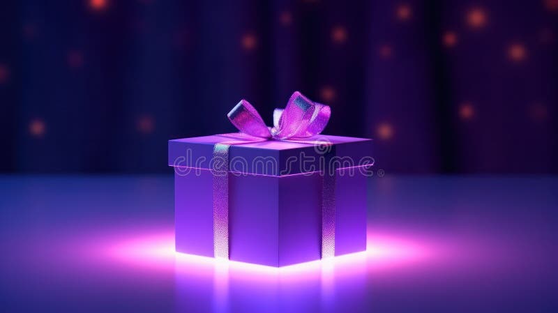 Violet Magic Gift Box. Illustration AI Generative Stock Illustration ...
