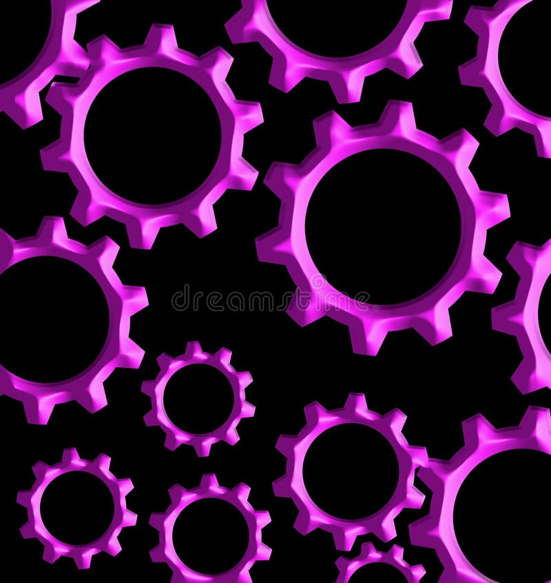 Violet Metal Wheels with Interconnected Cogs Background Stock ...