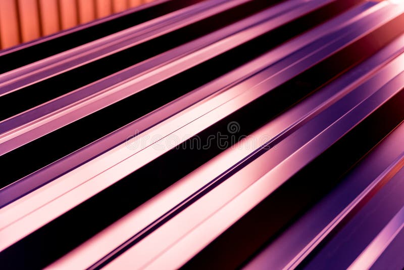 Violet Metallic Roof Tiles Background with Light Pattern. Stock ...