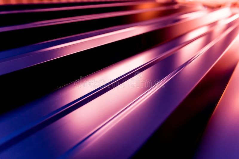 Violet Metallic Roof Tiles Background with Light Pattern. Stock Image ...