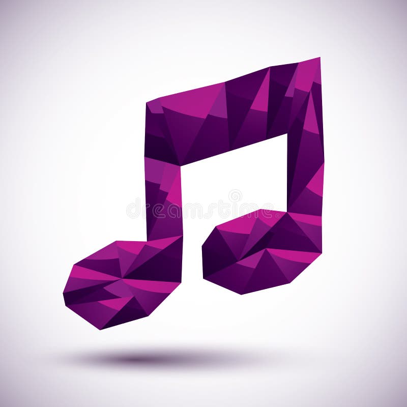 Violet Musical Note Geometric Icon Made in 3d Modern Style, Best Stock ...