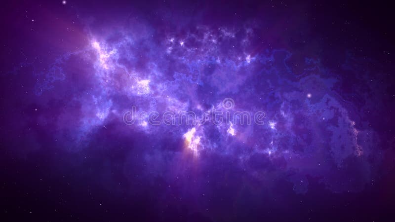 Violet Nebula, Flying through Imaginary, Space Clouds and Star in Deep ...