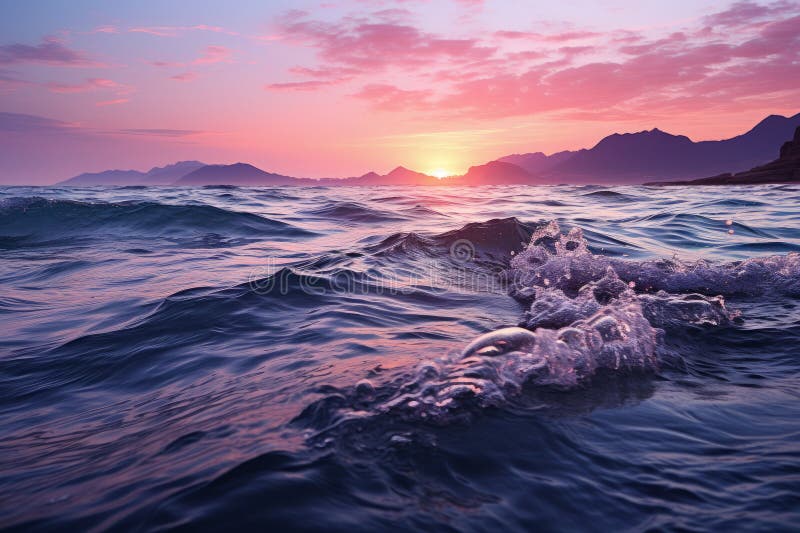 Violet Ocean Waves. Beautiful Illustration Picture Stock Illustration ...