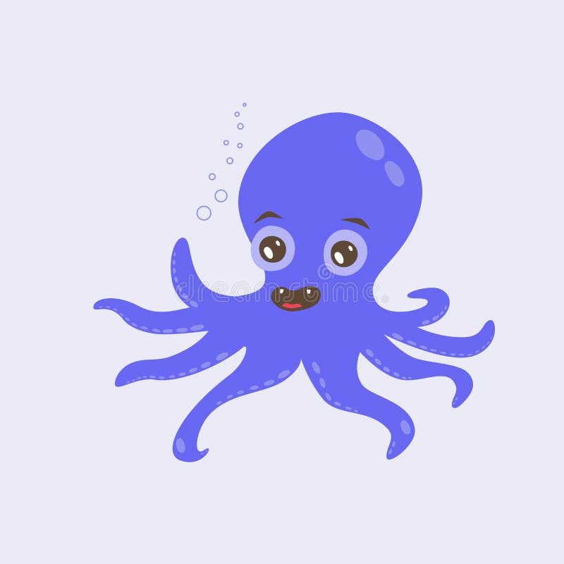 A Violet Octopus, Vector or Color Illustration Stock Illustration ...