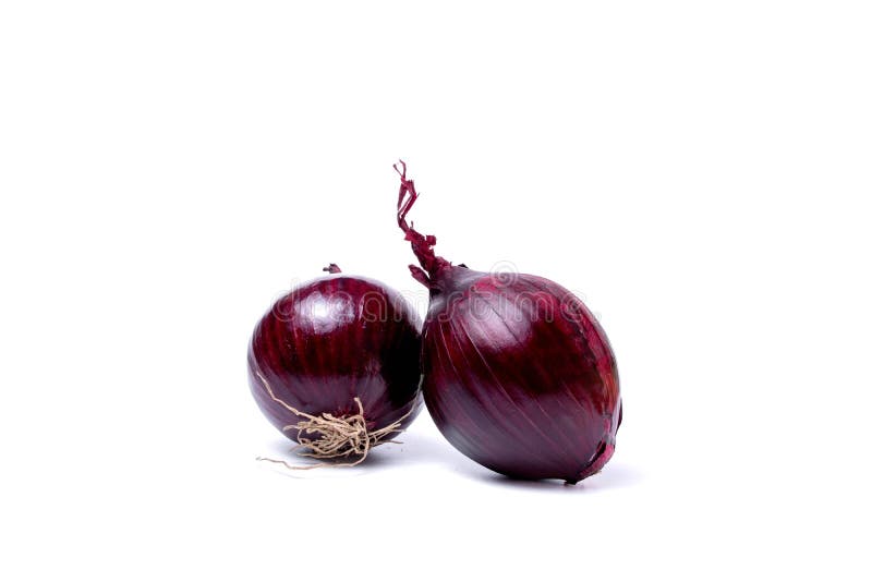 Violet Onions Isolated on a White Background. View from Above Stock ...