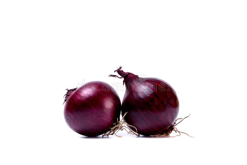 Violet Onions Isolated on a White Background. View from Above Stock ...