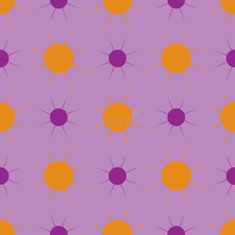 Violet and Orange Sun on a Purple Background. Seamless Pattern Stock ...